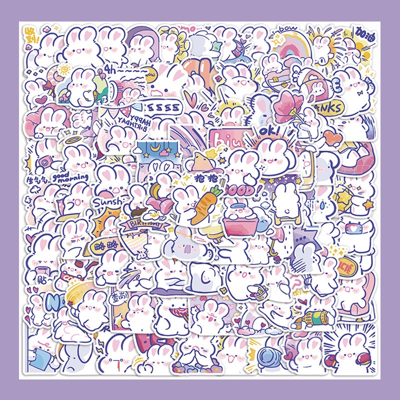 60\120pcs】 Korean Version Rabbit Sticker Handmade Decoration Sticker ...