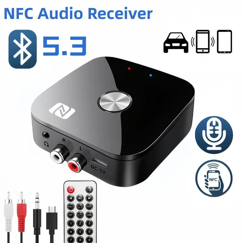 Bluetooth 5.3 Audio Receiver RCA 3.5mm AUX USB Stereo NFC BT 5.0 ...