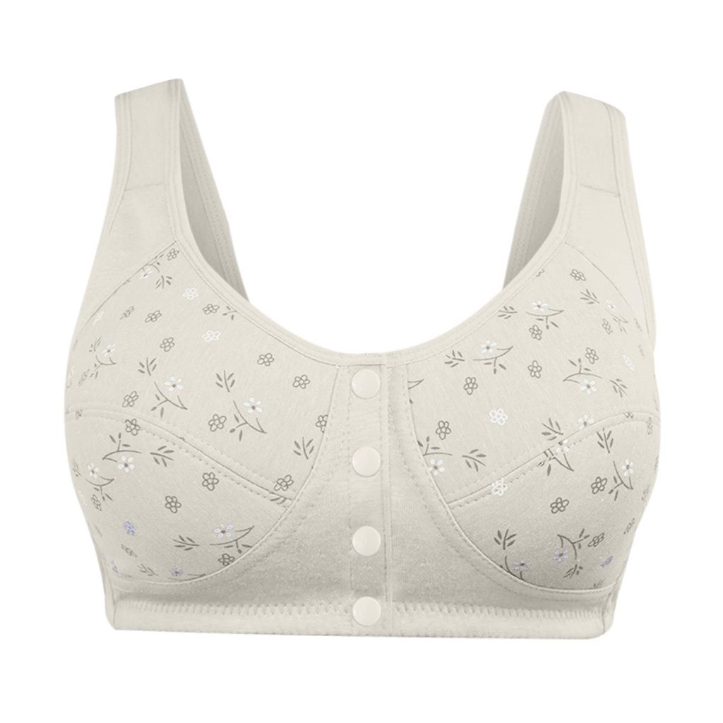 Middle-aged and elderly women's full coverage bra with button design ...