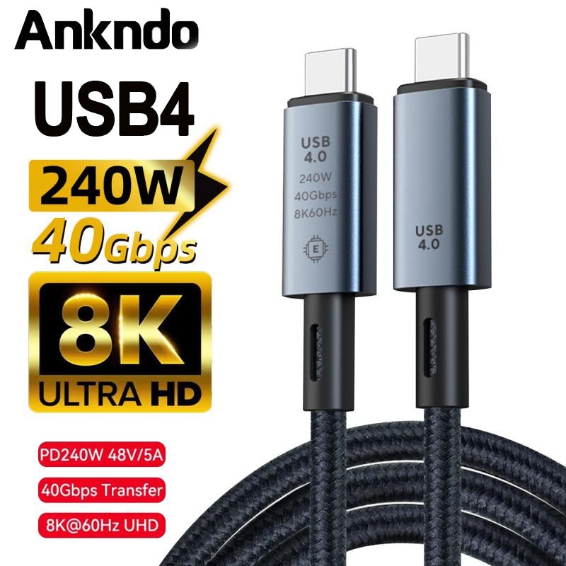 40Gbps 8K@60Hz 240W Thunderbolt 3 USB C Cable 48V/5A Cable Support 8K ...