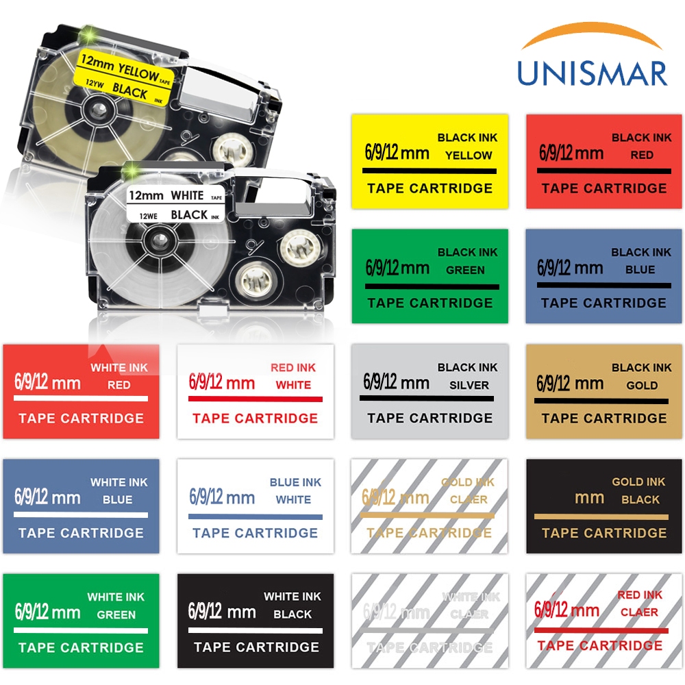 6/9/12mm Compatible Casio Label Tape XR Tape XR-12WE XR12X XR12YW XR9WE ...