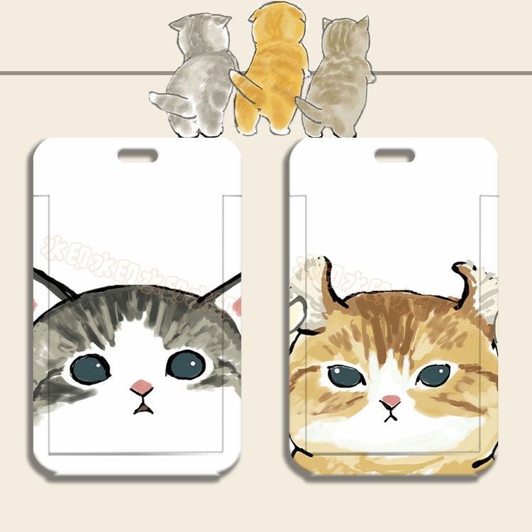 Student Card Case Lovers Cat Name Card Holder Cute Meal Card Protective ...