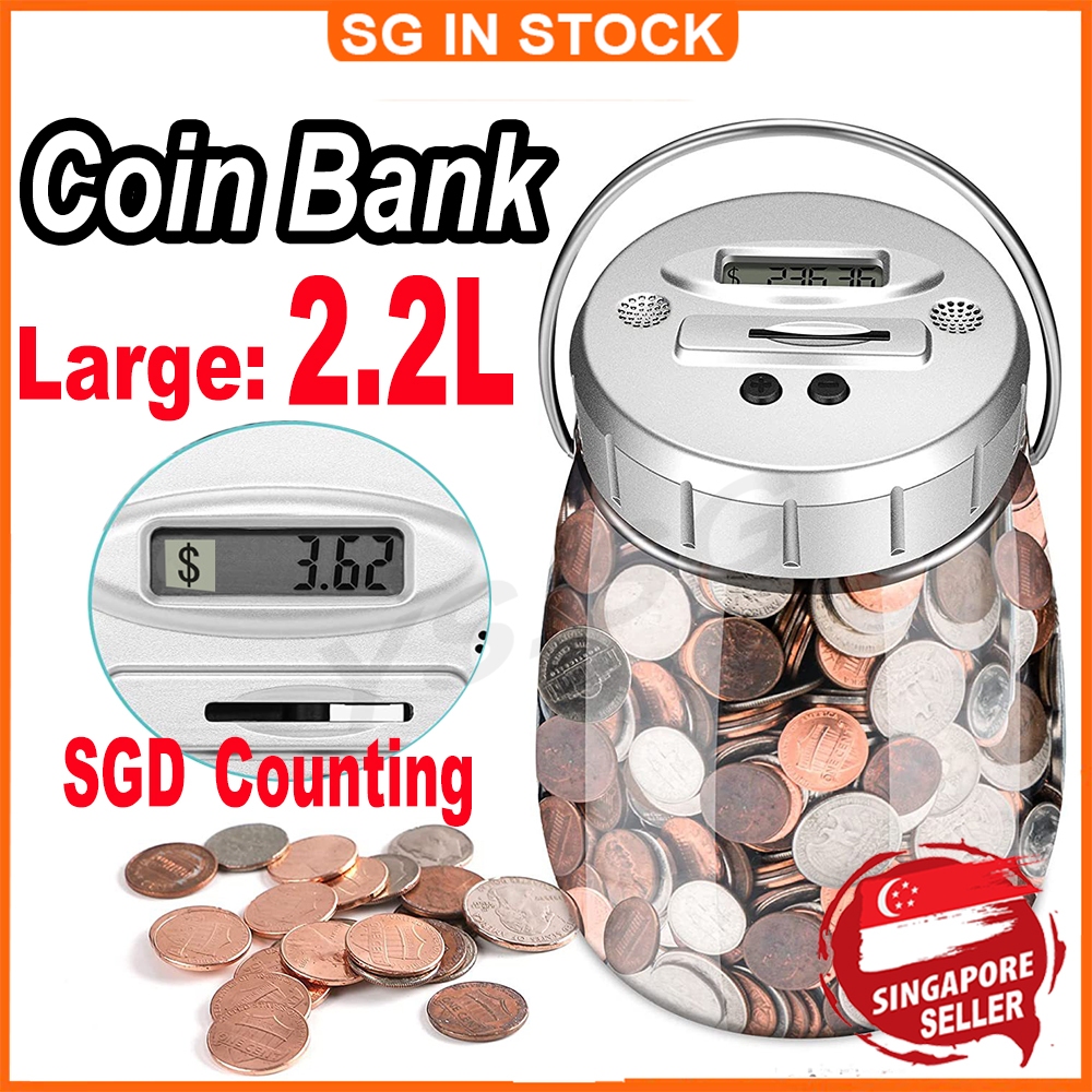 SG LOCAL stock Piggy Bank Digital Coin Bank SGD Coin Jar Automatic SGD ...