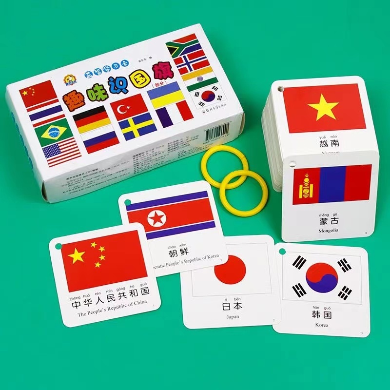 108pcs Country Flag Flash Card World Asia Flags Cards National ...