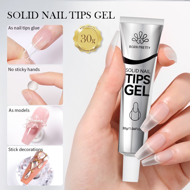 BORN PRETTY 30g Solid Nail Tips Gel for Nail Tip Press on Nail Glue ...