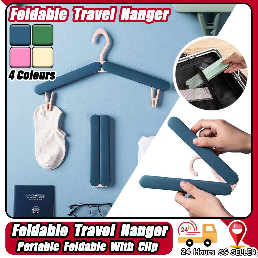 🇸🇬 ReadyStock - Foldable Travel Hanger with Clip /Drying Rack Traveling ...