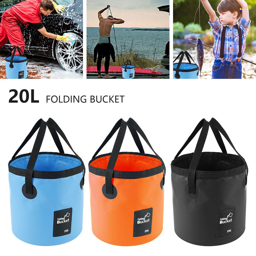 Portable Camping Bucket Collapsible Basin Fishing Pail Folding Storage ...