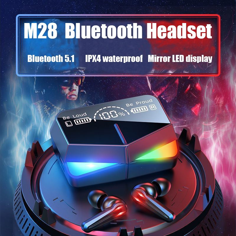 M28 TWS Wireless Bluetooth Headset LED Display Gaming Earbuds Gamer for ...