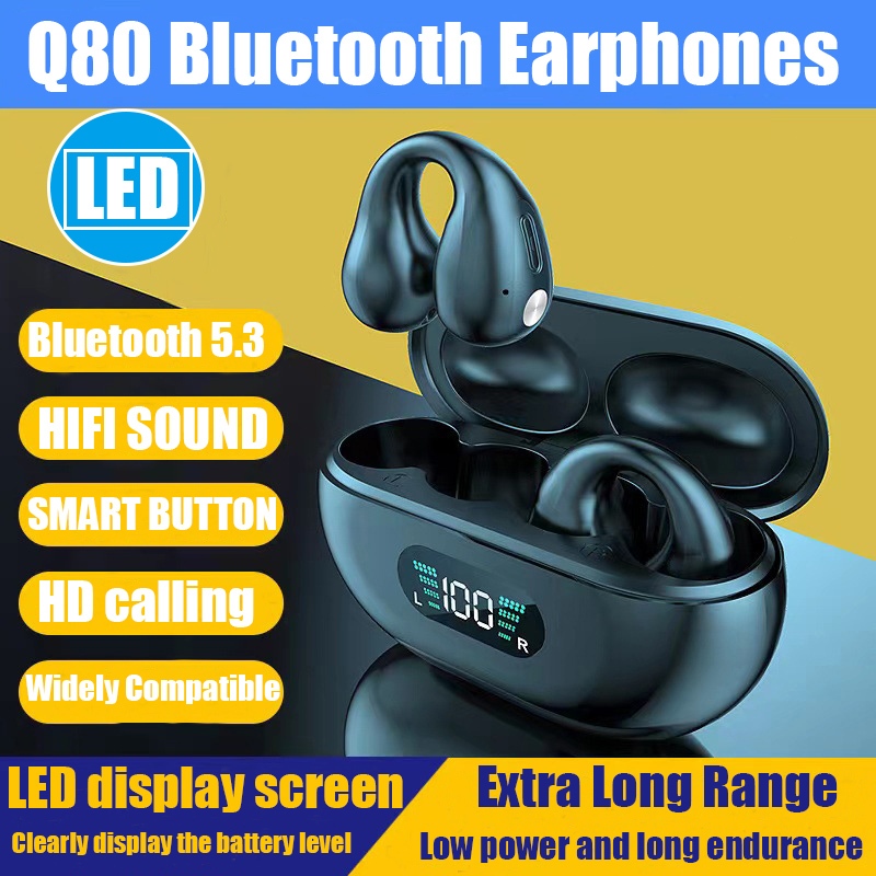 Black technology ear clip TWS bone conduction Bluetooth earphone ear ...