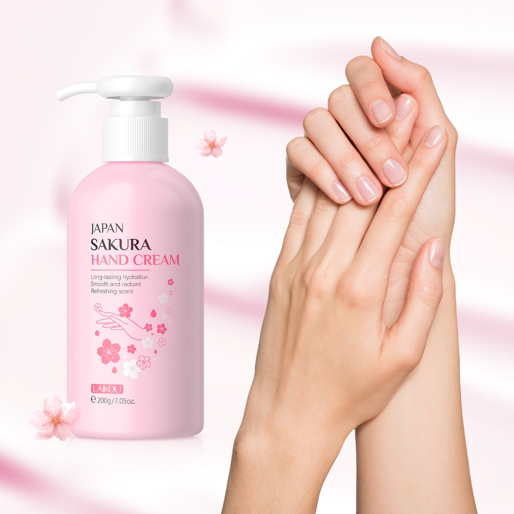 LAIKOU Japan Sakura Hand Cream Long-lasting Hydration Smooth Radiant Skin Hand Lotion 200g ...
