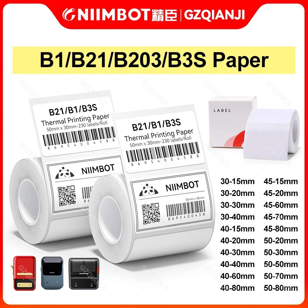 NIIMBOT B21/B1/B203/B3S Label Sticker Waterproof Paper Rolls Various Sizes Patterns, for Niimbot ...