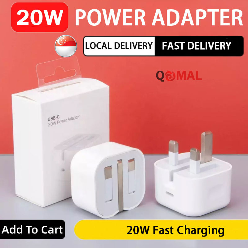 20W PD Power Adapter USB C Fast Charging With Cable SG/UK Plug For ...