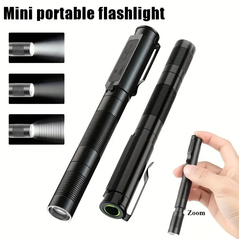 LED Flashlight Rechargeable, Medical Pen Light with Clip, Zoomable ...