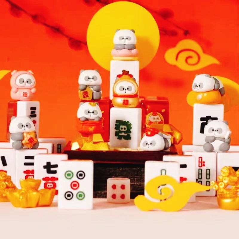 4PCS Genuine TOYCITY Mini Mahjong ornaments panda doll surprise blind ...