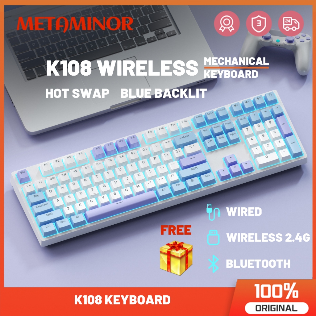 K108 Wireless Mechanical Keyboard with Numpad Full Keyboard ...