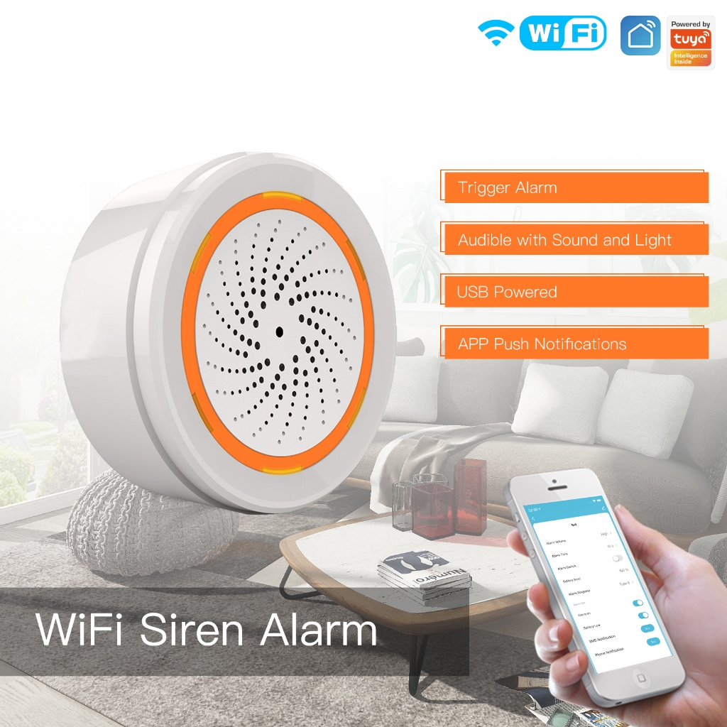 Tuya WiFi Smart Siren Sound Light Alarm Sensor Smart Life Siren Audible ...