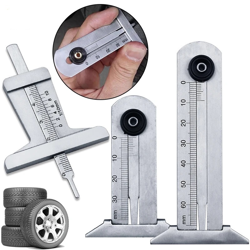 Stainless Steel Car Tyre Tire Tread Depth Gauge Meter Ruler Caliper ...