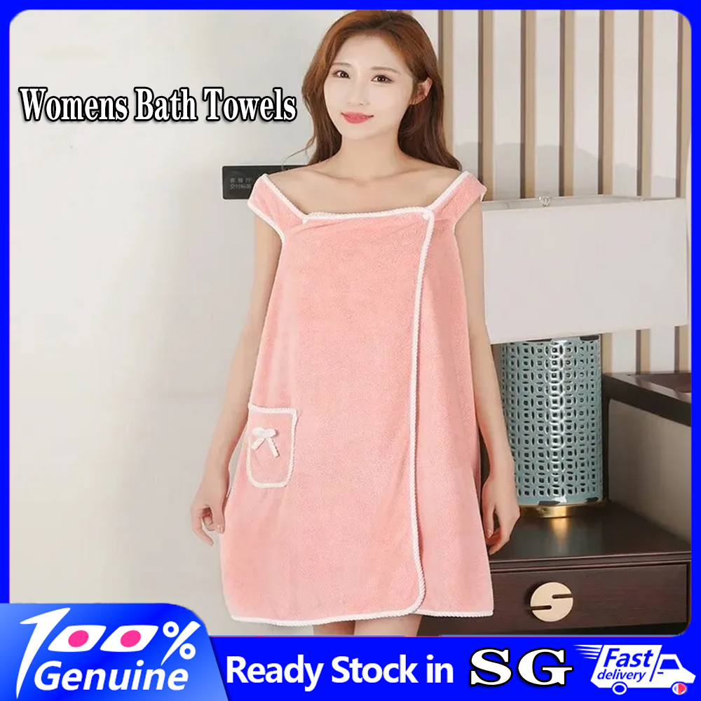 【sg Stock】womens Bath Towels Girls Wearable 140 85cm Fast Drying