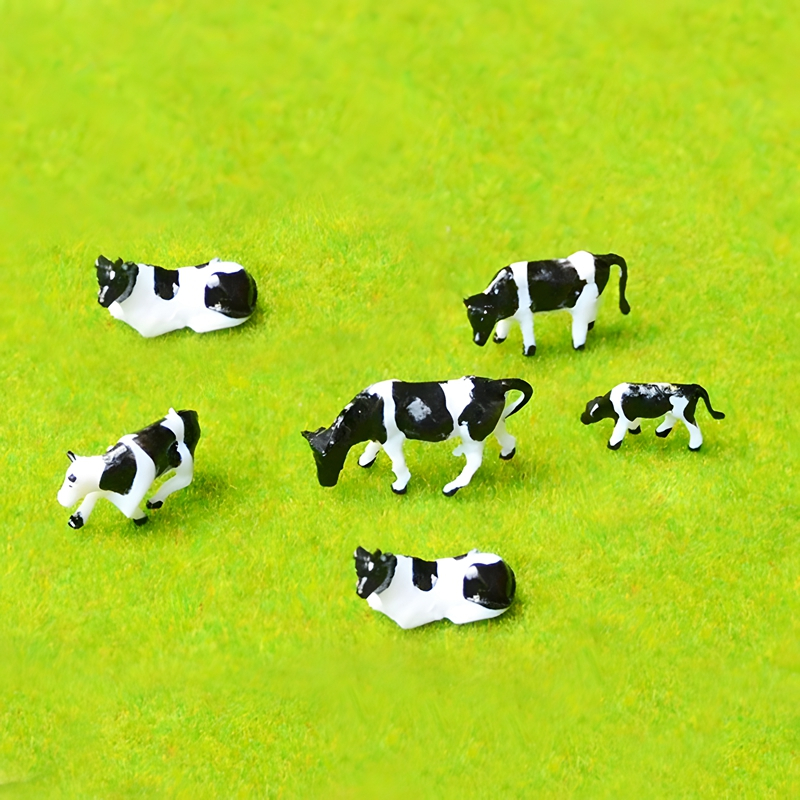 1 to 10pcs 1/87 Miniature Mini Cow Ox Bull Fake Cattle Horse Figurines ...