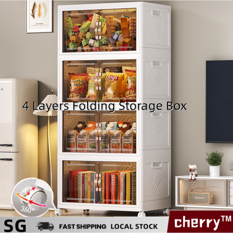 [SG stock]cherry™ 4 Layers Folding Storage Box - Wardrobe Transparent ...