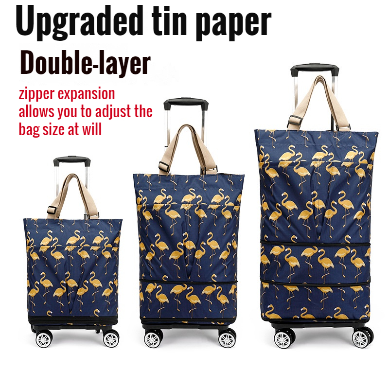 Telescopic portable pull rod shopping bag folding detachable universal ...