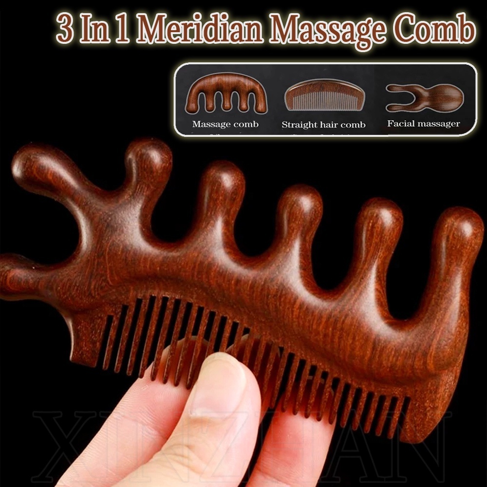 Sandalwood Head Meridian Massage Comb with Five Teeth Antistatic ...