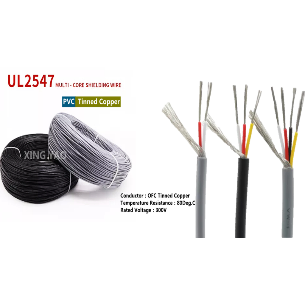 100Meters UL2547 Shielded Cable 24AWG 2/3/4 Cores PVC Insulated Tinned ...