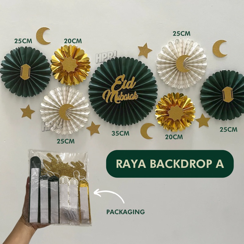 2024 Raya Decoration Backdrop with Eid Mubarak and elegant Gold Foil ...