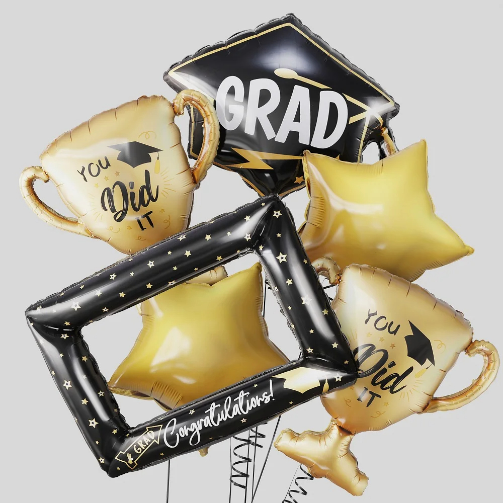 7pcs/set Graduation Foil Balloons Congratulation Congrats Grad High ...