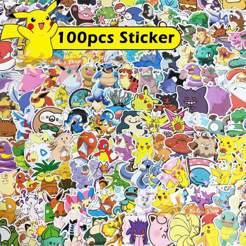 100pcs Pokemon Sticker Pikachu Charizard Gengar Pokeball Notebook ...