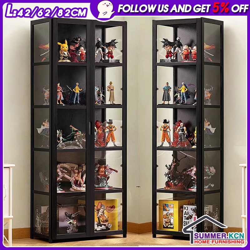 Transparent Display Cabinet Black Book Shelf Cabinet with Opposite Door ...