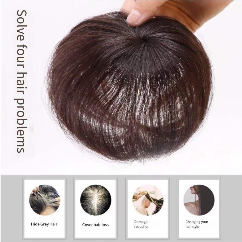 Wig top hair patch true hair natural traceless cover white hair one ...