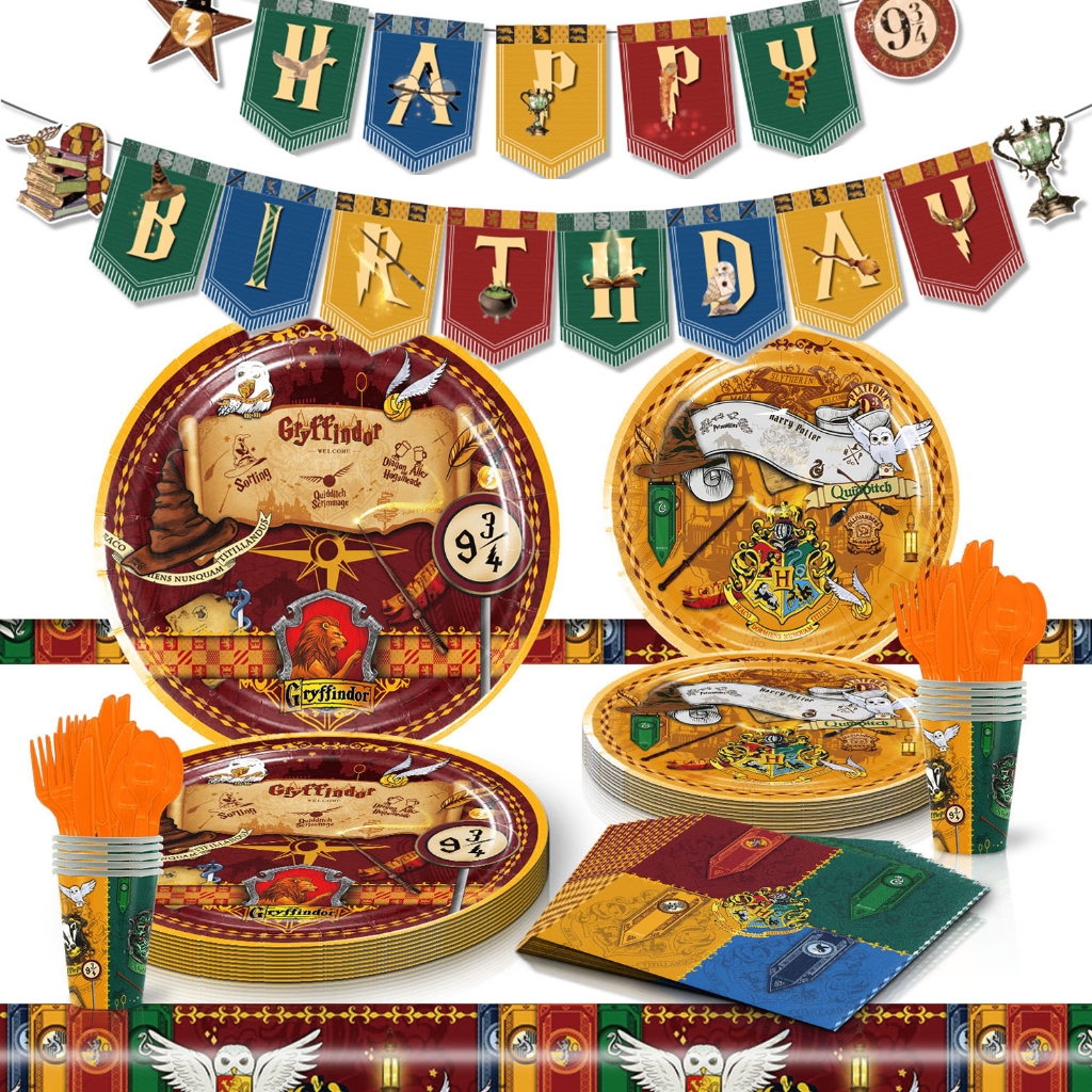 Harry Potter Themed Plates Cups Tablecloth Disposable Tableware Set ...