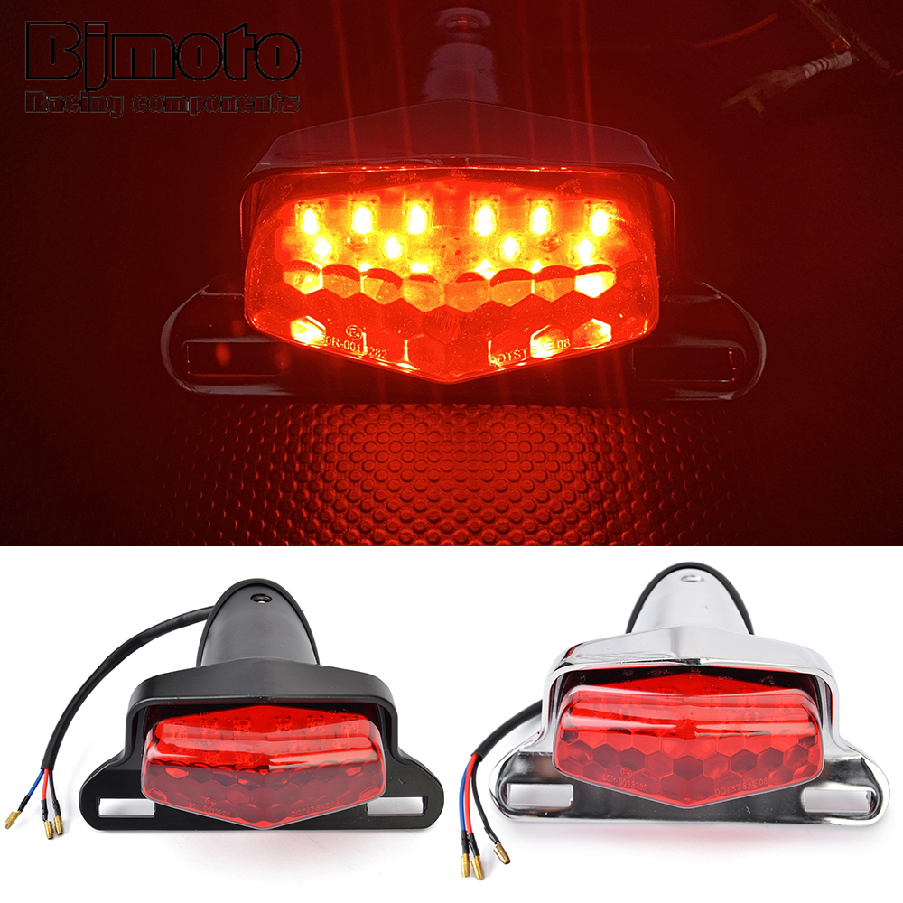 Retro Motorcycle Tail Light Universal License Plate LED Rear Brake Lamp ...
