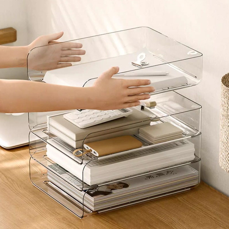 2PCS Stackable A4 Paper Trays Desktop File Tray Document Paper ...