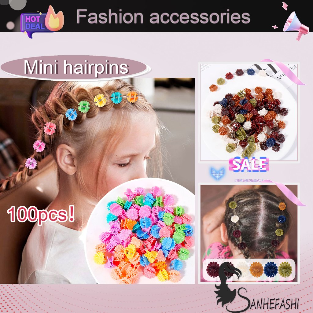 100 Pieces/Set Mini Colorful Small Hair Claws Girls Cute Clips Hair ...