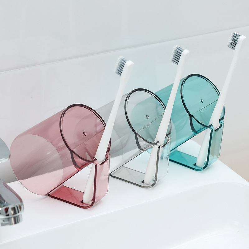 Vertical Inverted Toothbrush Cup Simple Transparent Drain Portable ...