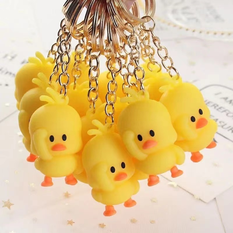 Cute Cartoon Keychain Mini Yellow Duck Key Chain Key Fob Little Duck ...