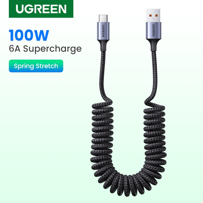 UGREEN 100W 6A Spring USB Type C Cable for Car Styling Storage Flexible ...