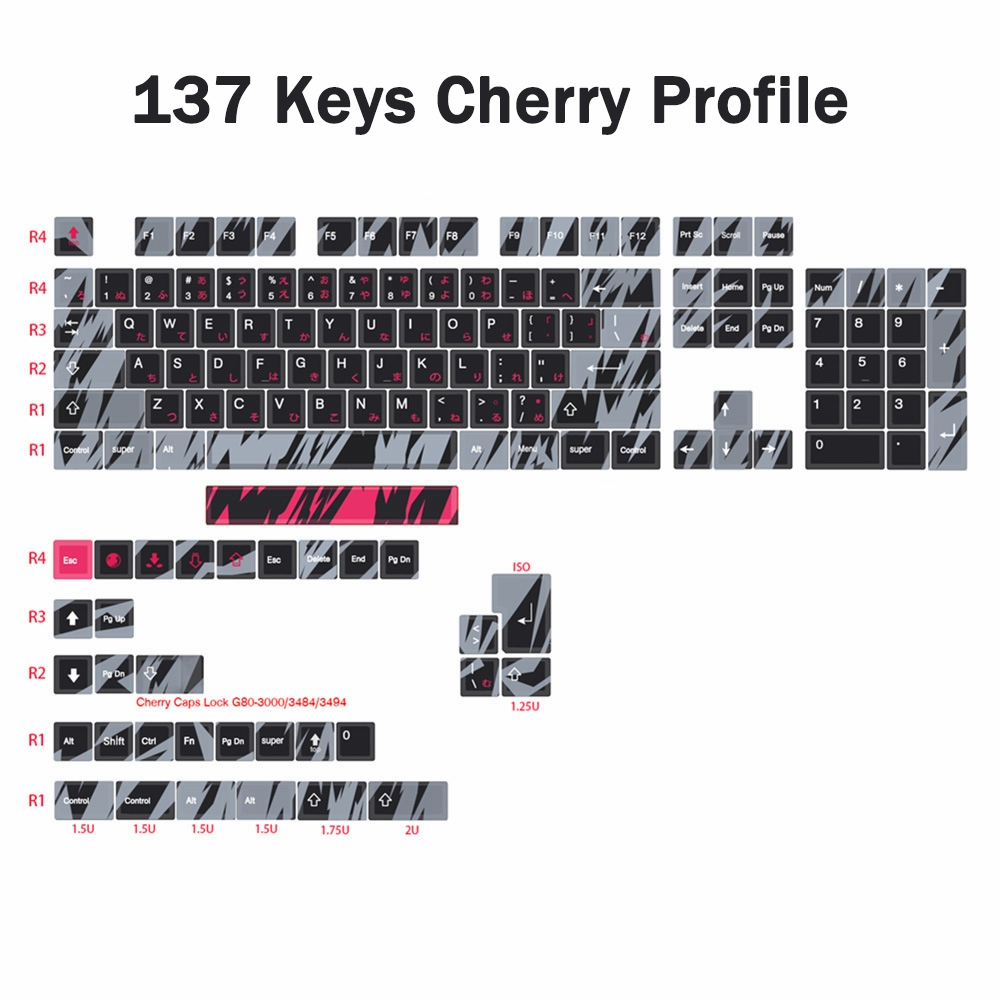 PBT Japanese Camouflage Keycaps Cherry Profile Dye Sublimation ...