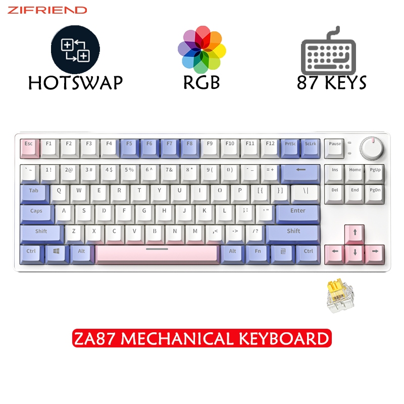 ZIFRIEND ZA87 Mechanical Keyboard 87 Keys RGB Light Hotswap N-key Rollover Linear Switch Wire ...