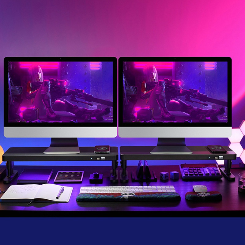 Adjustable Height Computer Screen Metal Stand Monitor Heighten Rack ...