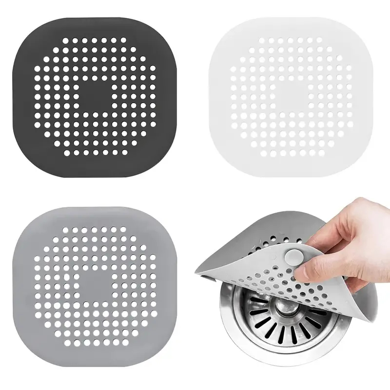 2pcs Hair Catcher, Square Hair Drain Cover For Shower Silicone Hair ...