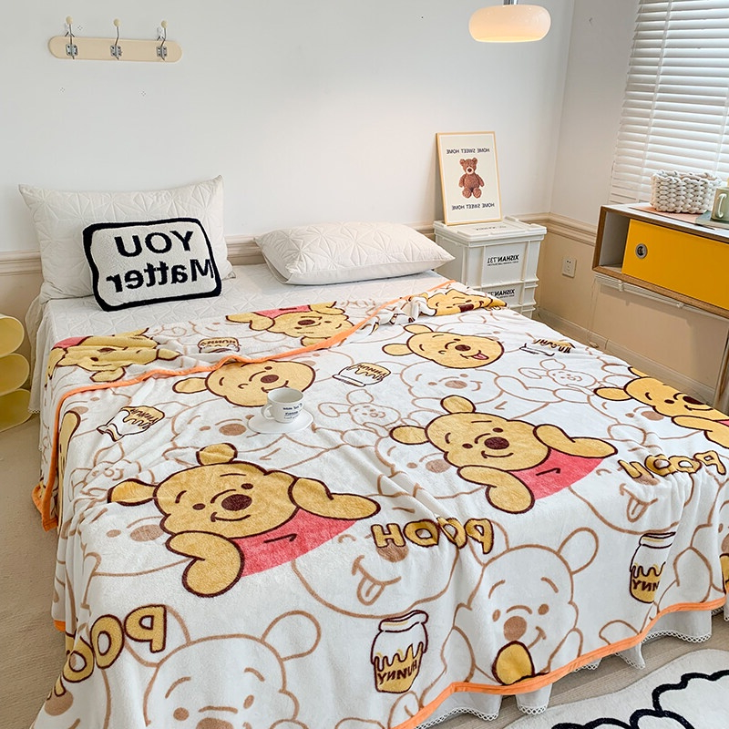 Cartoon Flannel Blanket Single Double Queen Size Cute Reversable Soft ...