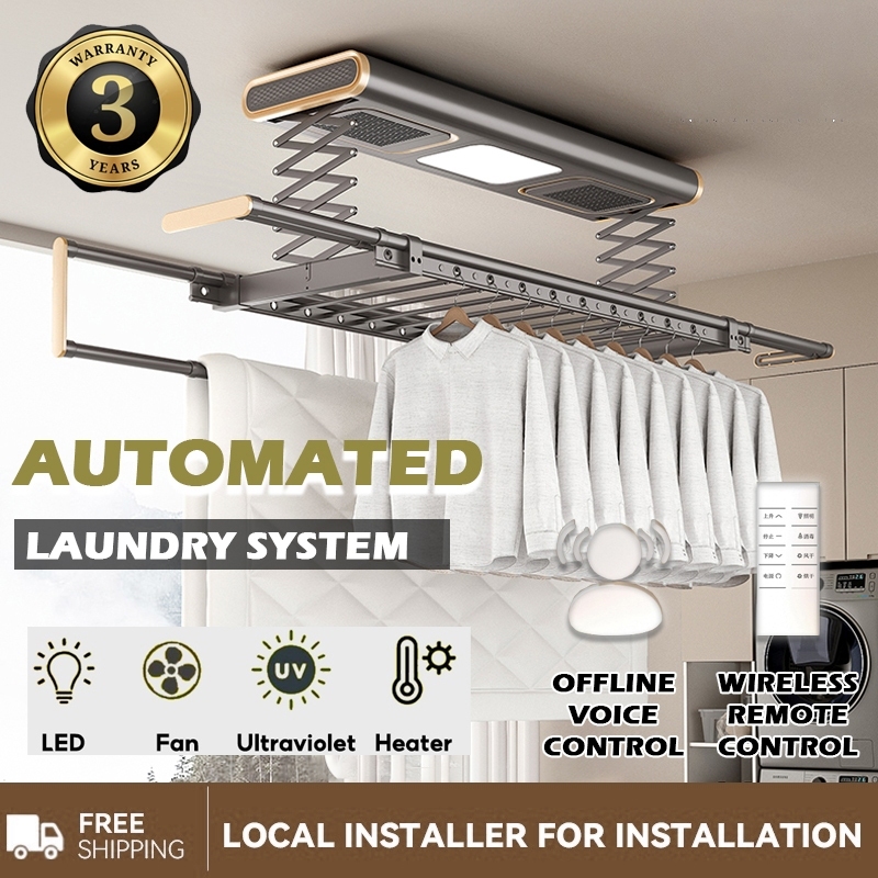 Smart Automated Ceiling Clothes Drying Rack with Easy Installation ...