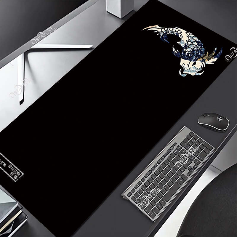 Great Wave Off Kanagawa XXL Mouse Pad Black Abstract Large Gamer Mat ...