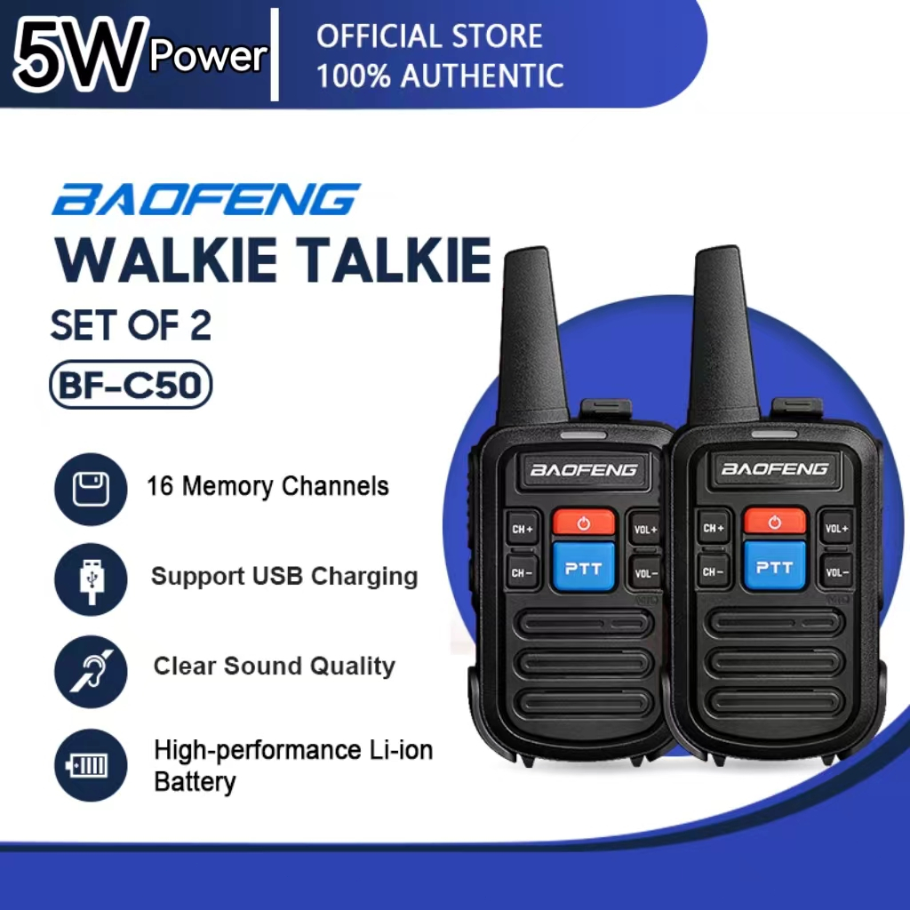 Baofeng Mini Walkie-Talkie C50 Cute Style Double PTT Key Portable ...