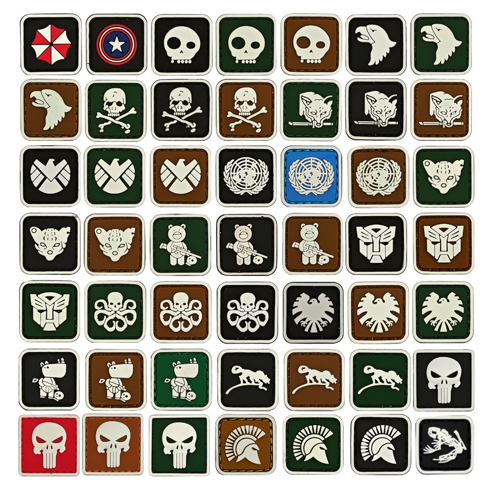 Variety Mini PVC Rubber Patch Tactical Morale Badge Soft Rubber Velcro ...