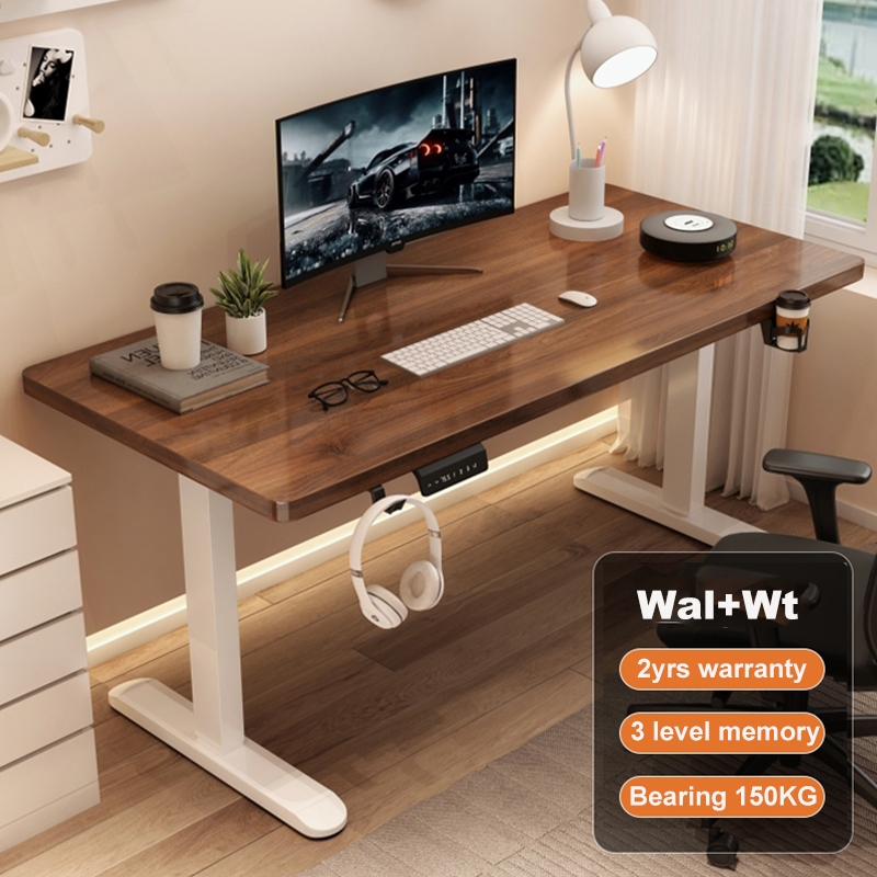 Solid Wood Height Adjustable Table 80cm Standing Desk 3 Memory Height ...