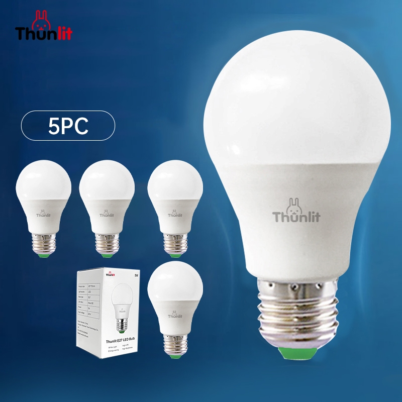 Thunlit E27 LED Bulb Light 5PCs Daylight LED Light Bulbs A-bubble 5W Ultralight High Brightness ...